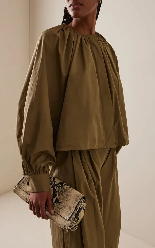 Co Gathered Cotton Sateen Tunic Shirt