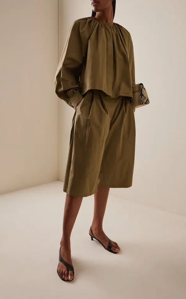 Co Gathered Cotton Sateen Tunic Shirt