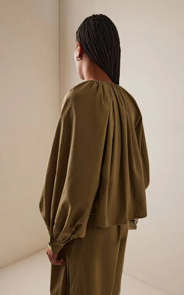 Co Gathered Cotton Sateen Tunic Shirt