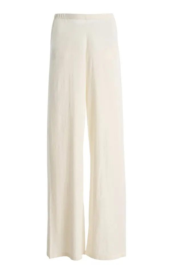 Eterne Low-waist Flared Cotton-linen Jersey Pants - Ivory