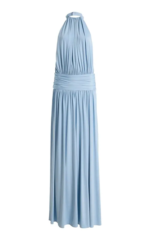 Arcina Ori Santina Draped Halterneck Maxi Dress - Blue
