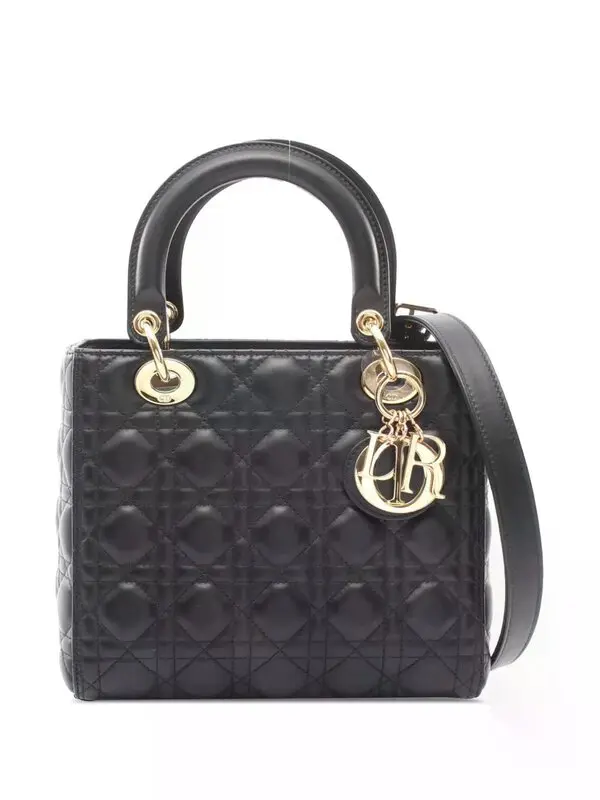 Dior Lambskin Cannage Lady Satchel - Black
