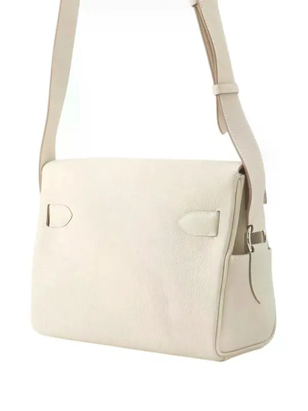 Hermès Togo Leather Kelly Messenger Pm Bag - White