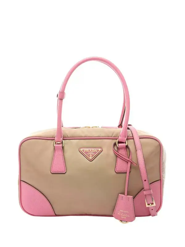 Prada Saffiano Trimmed Re-nylon Re-edition 1978 Satchel Handbag - Neutrals