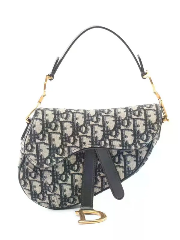 Dior Mini Oblique Canvas Saddle Bag Satchel - Blue