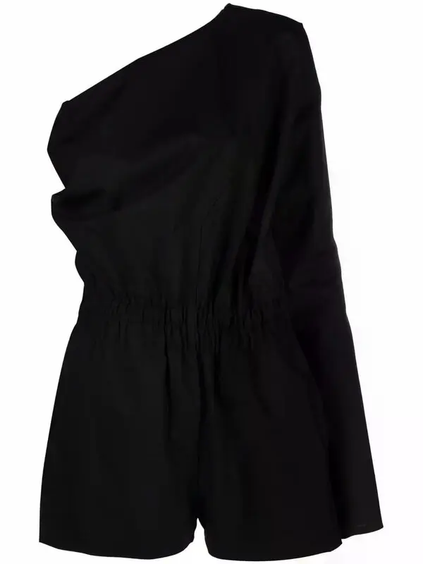Rick Owens Asymmetric One-shoulder Playsuit - Black