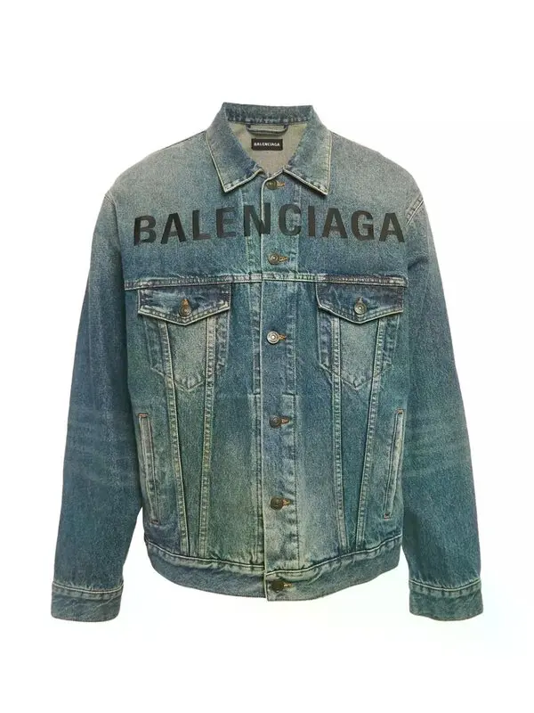 Balenciaga Logo Embroidered Denim Jacket
