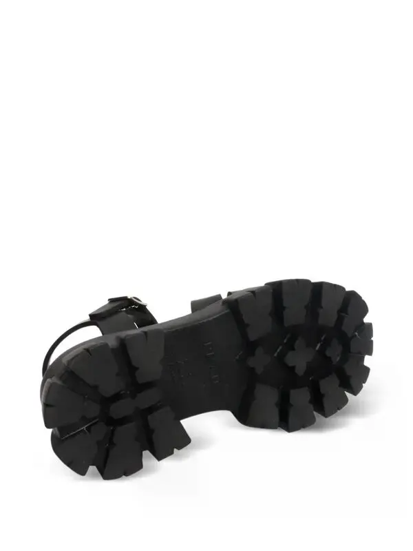 Prada Leather Platform Sandals - Black