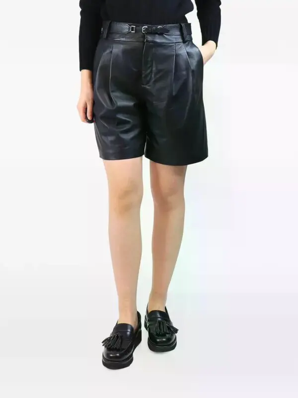 Red Valentino Belted Lambskin Shorts