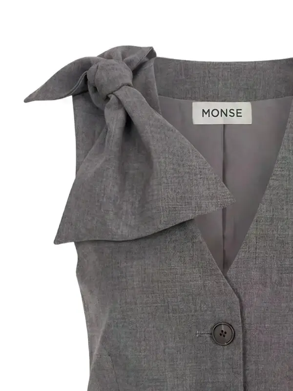 Monse Cropped Vest With Bow Detail - Grey