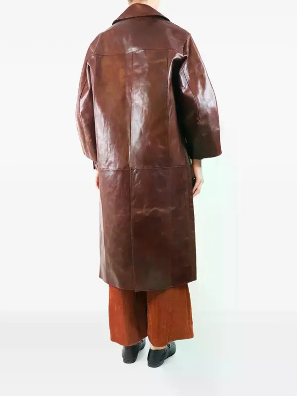 GANNI Oversized Double-breasted Leather Coat