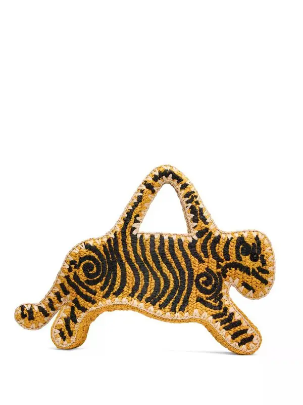 SIMONMILLER Tiger Raffia Tote Bag
