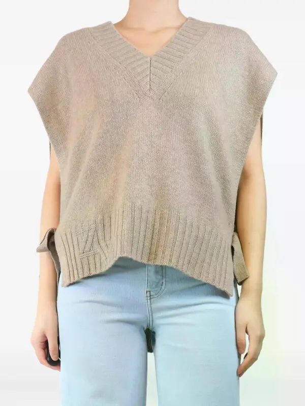 Zadig&Voltaire Beige Cashmere V-neck Knitted Vest