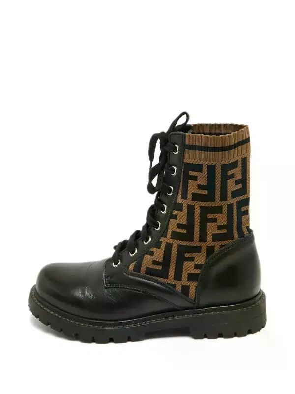 Fendi Rockoko Zucca Combat Boots