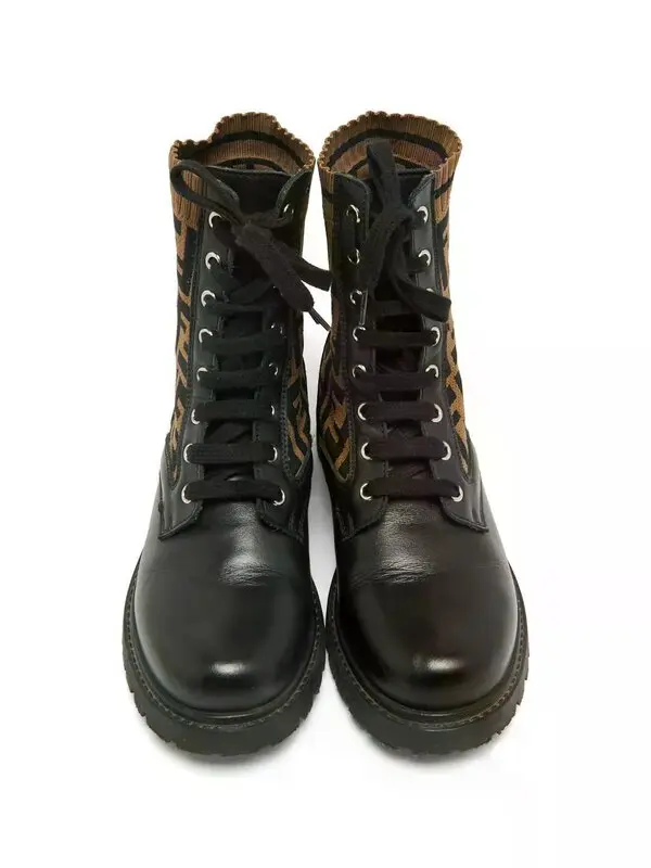 Fendi Rockoko Zucca Combat Boots