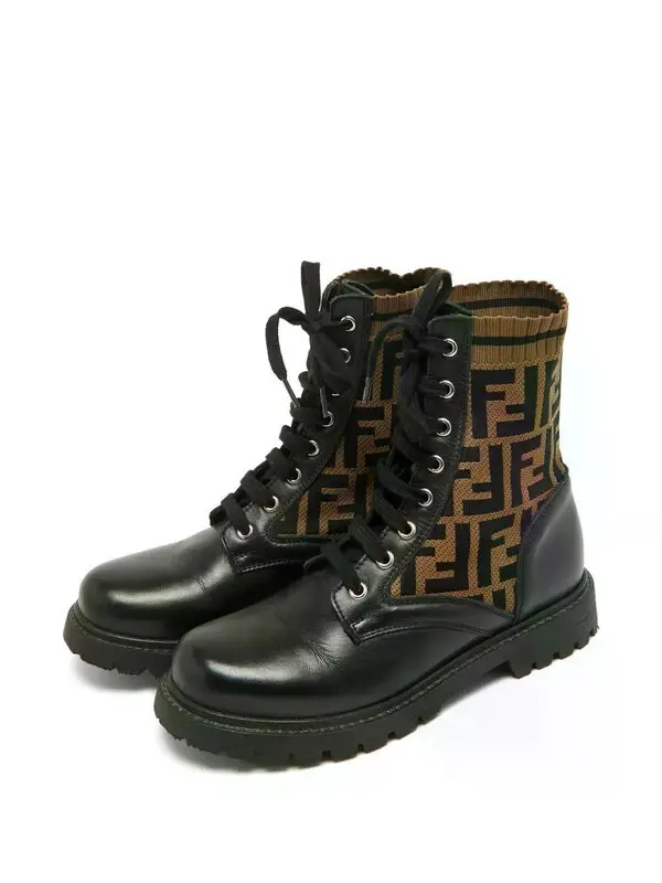 Fendi Rockoko Zucca Combat Boots