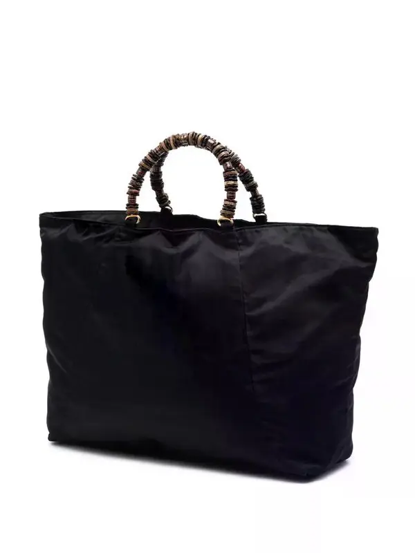 Prada Tessuto Beaded Handle Tote Bag