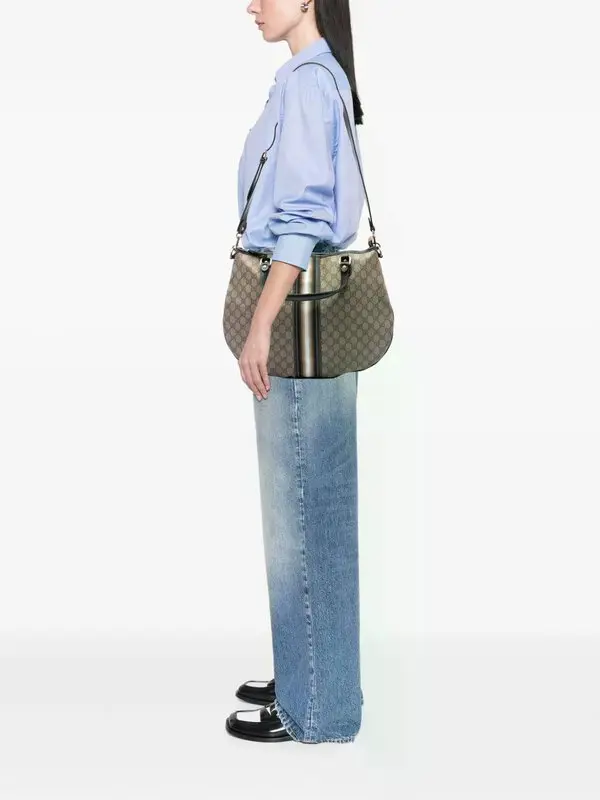 Gucci Gg Supreme Web Hobo Satchel - Neutrals