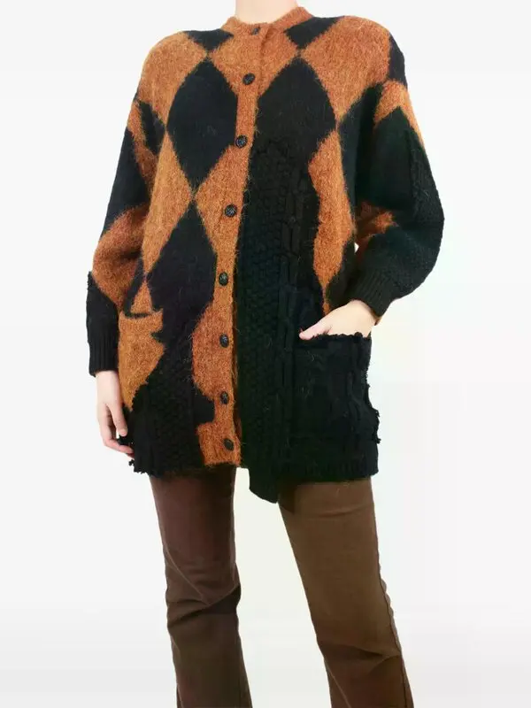 PREEN BY THORNTON BREGAZZI Patchwork Diamond-print Cardigan-coat