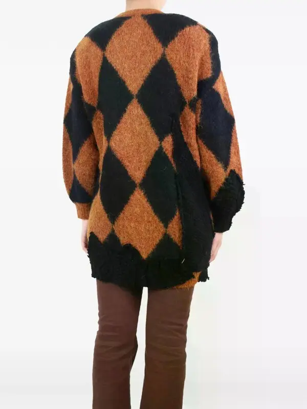 PREEN BY THORNTON BREGAZZI Patchwork Diamond-print Cardigan-coat
