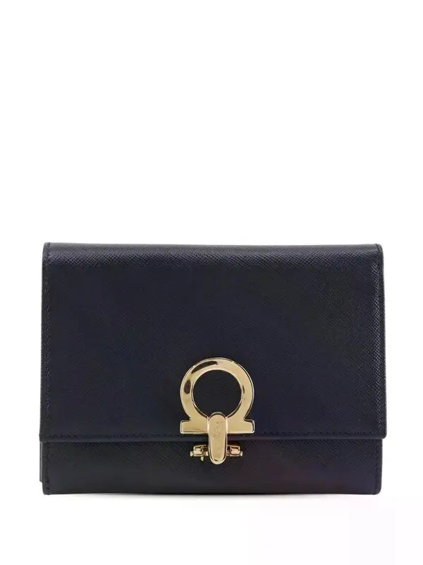 FERRAGAMO 2010-2026 Leather Gancini Trifold Wallet Small Wallets - Black