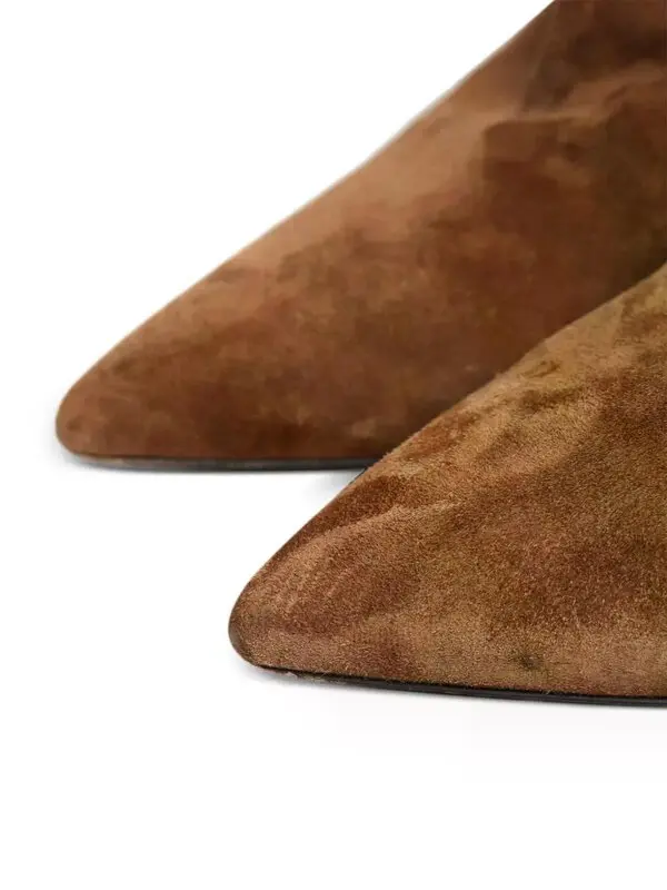Saint Laurent Suede Ankle Boots With Logo Plaque