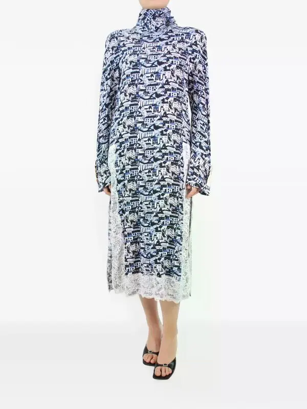 ROWEN ROSE Lace-trim Midi Dress