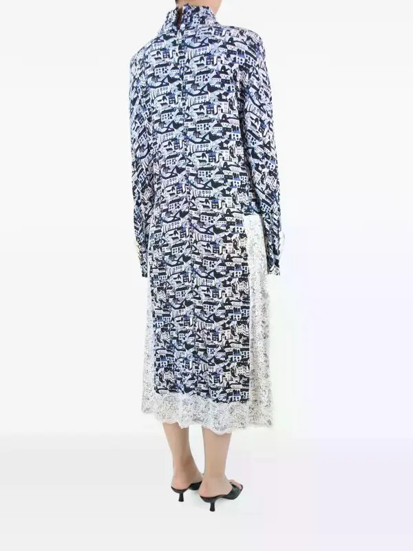 ROWEN ROSE Lace-trim Midi Dress