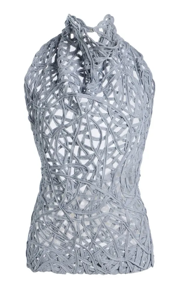 DIOTIMA Embroidered Halter Top - Grey