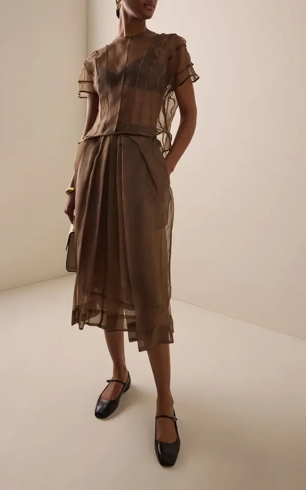 KAMPERETT Brise Silk Organza Midi Skirt