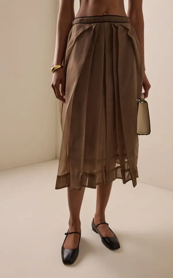 KAMPERETT Brise Silk Organza Midi Skirt