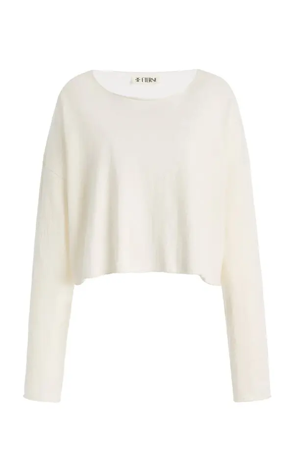 Eterne Cropped Cotton-linen Boat-neck Top - Ivory
