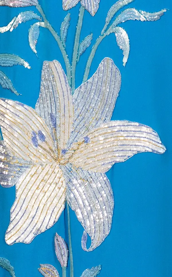 LA FUORI Lily Garden Embroidered Crepe Gown