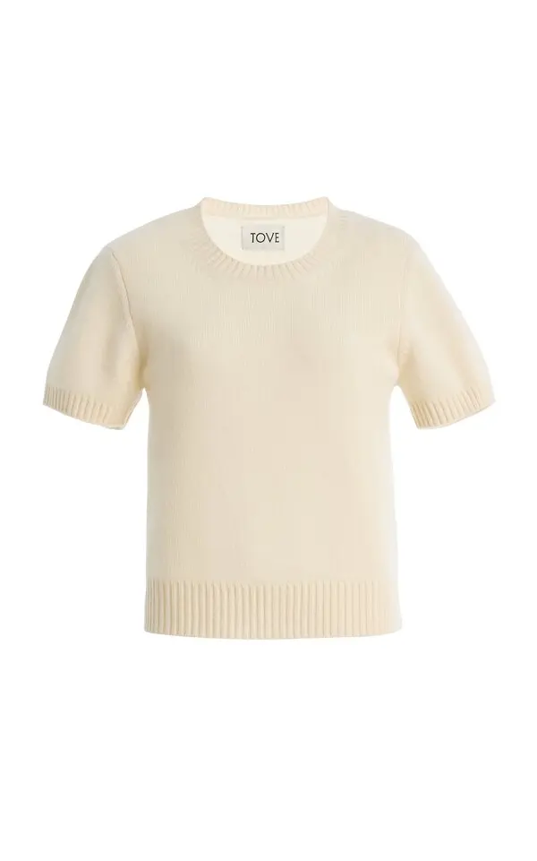 Tove Cashmere Short Sleeve Top - White