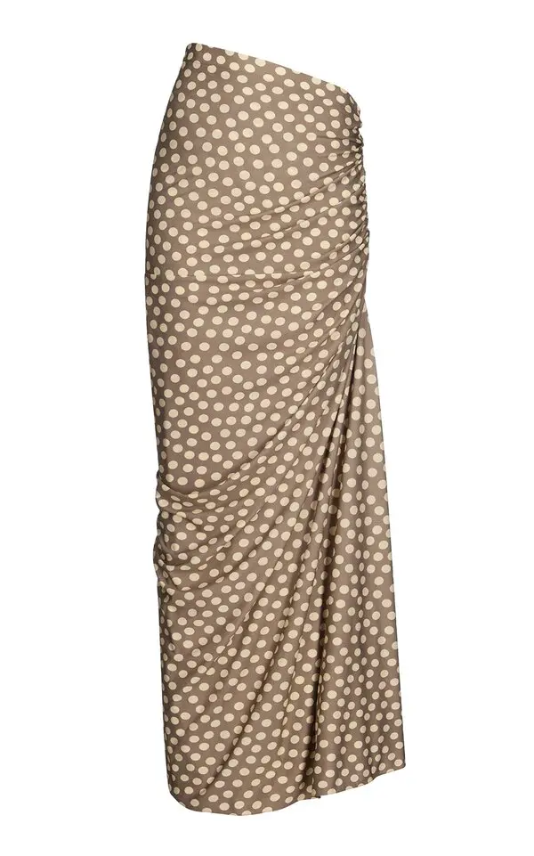 Alaïa Gathered Polka Dot Jersey Maxi Skirt - Neutral