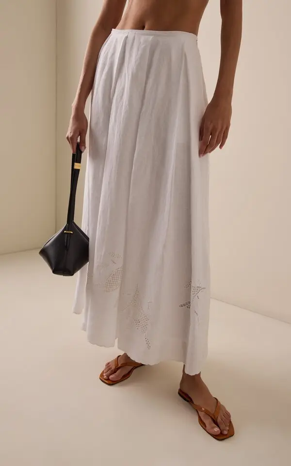 Lafayette 148 New York Embroidered A-line Maxi Skirt