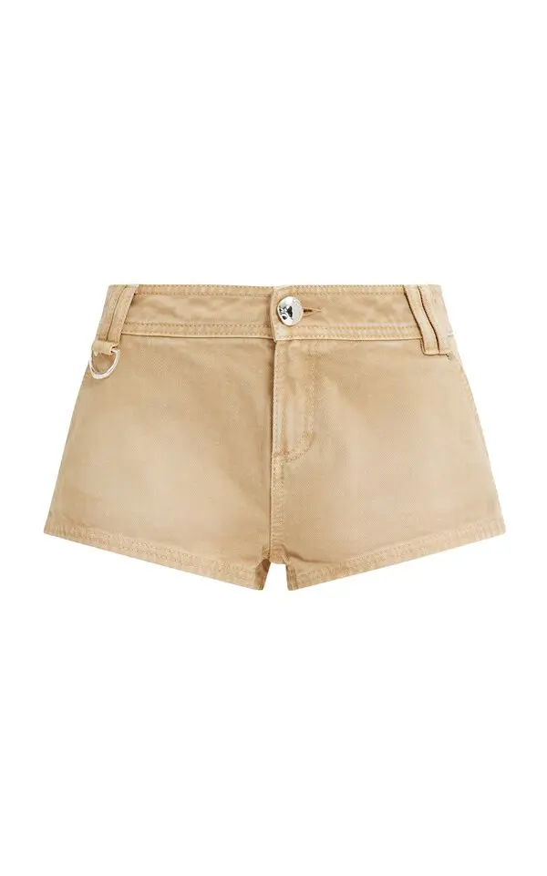 Aje Georgini Cotton Denim Shorts - Brown