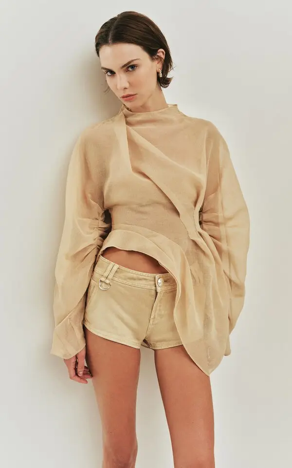 Aje Georgini Cotton Denim Shorts