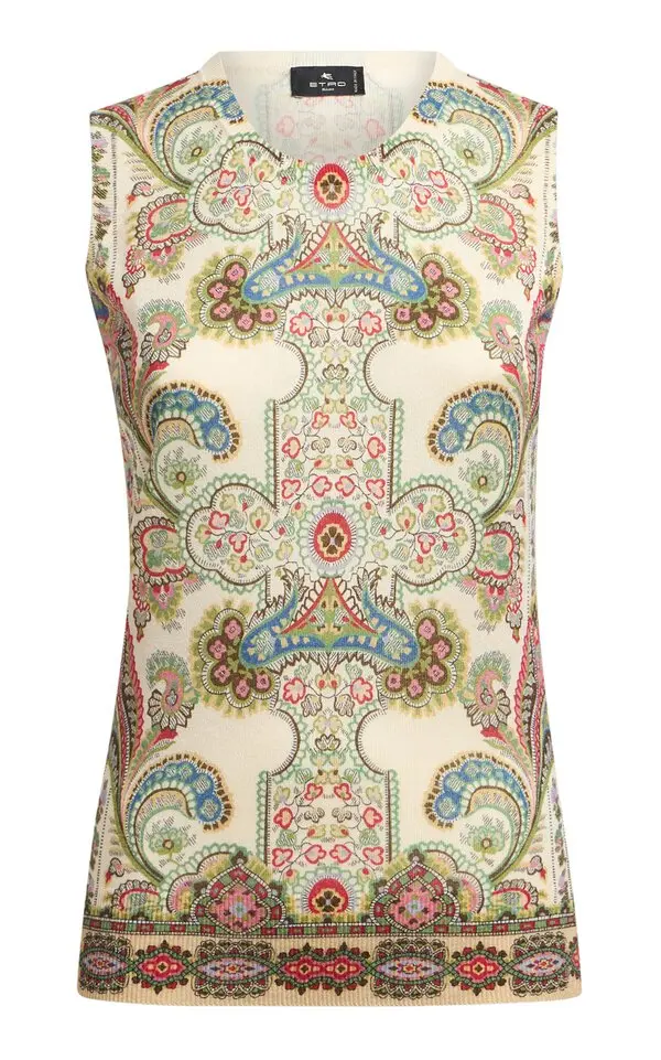 Etro Patterned Knit Silk-cashmere Top