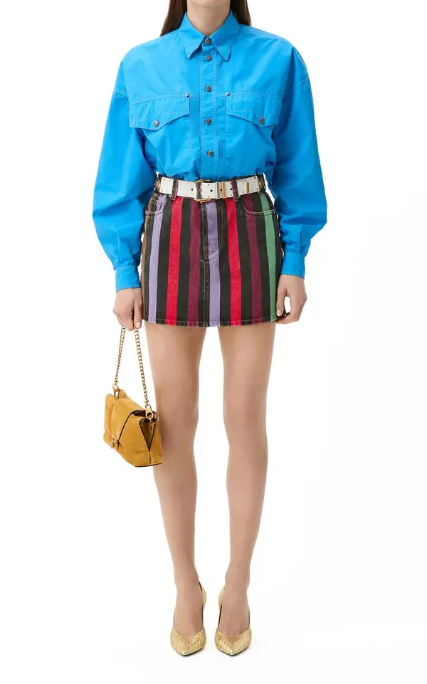 Versace Striped Denim Mini Skirt