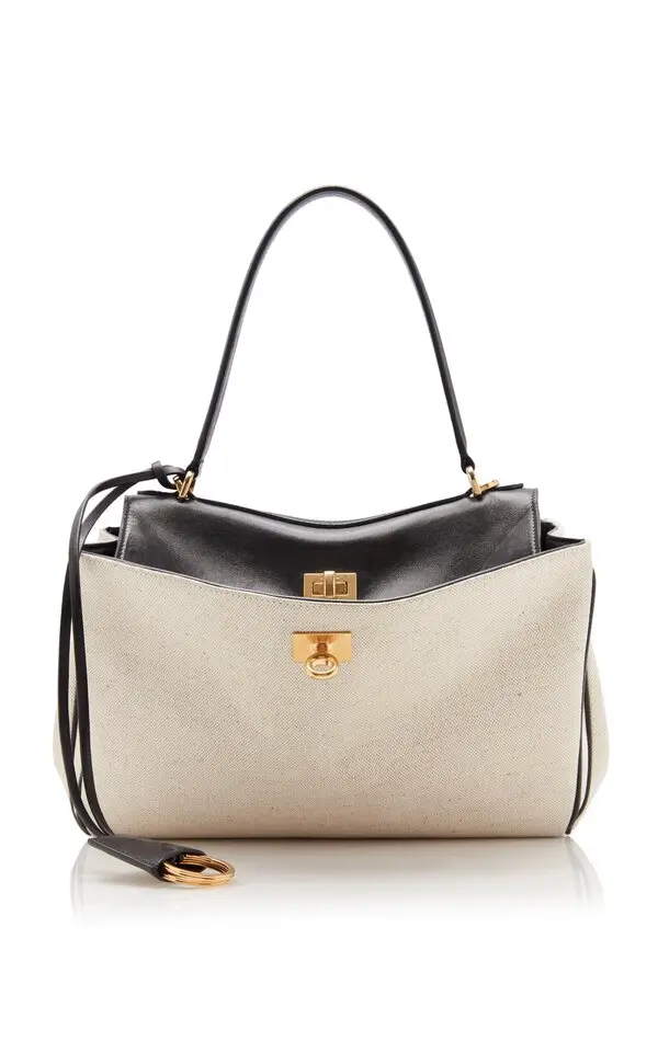 Balenciaga Rodeo Small Canvas And Leather Top Handle Bag