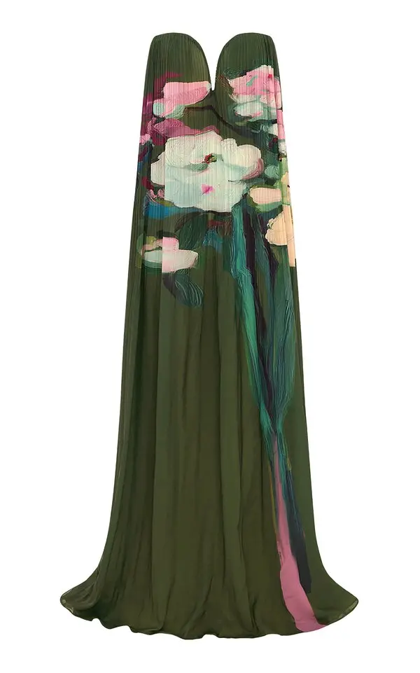 LEO LIN Dahlia Gown Reverie Print - Olive