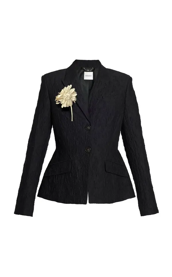 Erdem Single-breasted Cotton Cloque Jacket