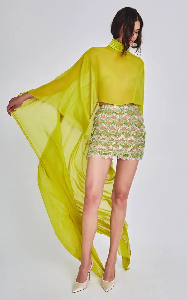ANDRÉS PAJÓN Vira Embroidered Tulle Mini Skirt