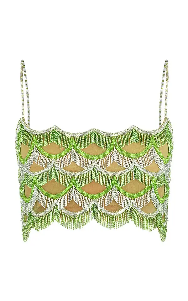 ANDRÉS PAJÓN Aura Embroidered Tulle Crop Top