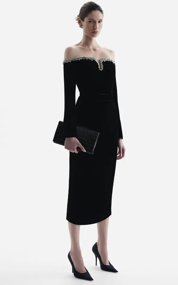 Rachel Gilbert Lyon Off-the-shoulder Midi Dress