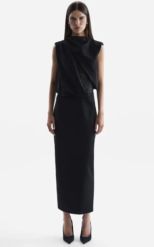 Rachel Gilbert Aiya Draped Midi Dress