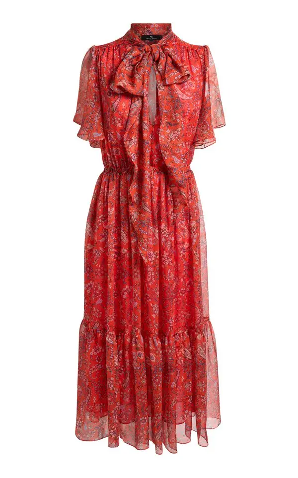 Etro Patterned Silk Midi Dress