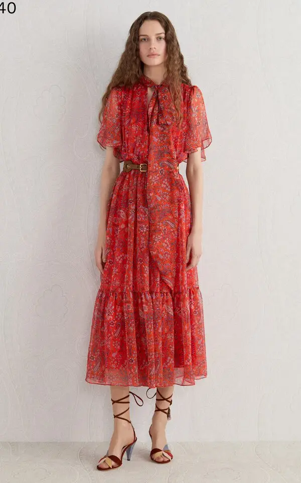 Etro Patterned Silk Midi Dress