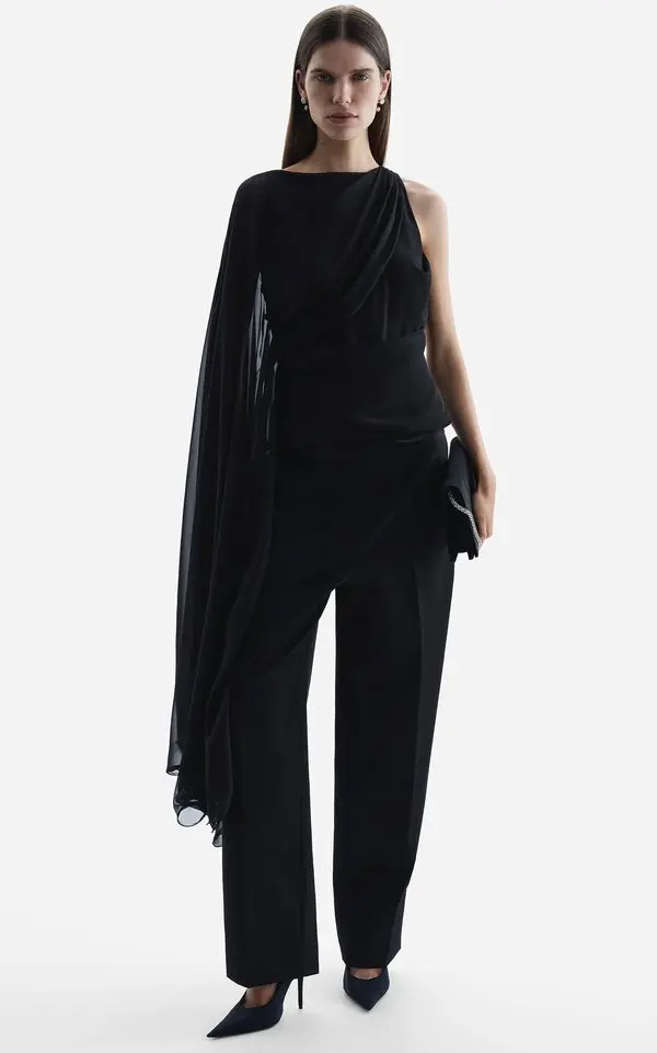 Rachel Gilbert Bailey Silk-blend Draped Cape Top
